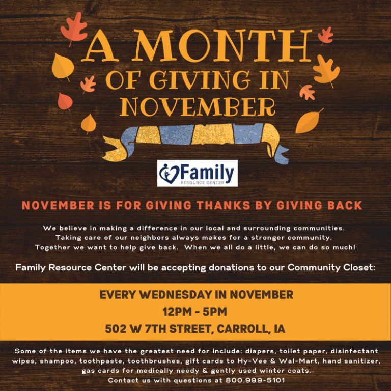A Month Of Giving In November | Family Resource Center